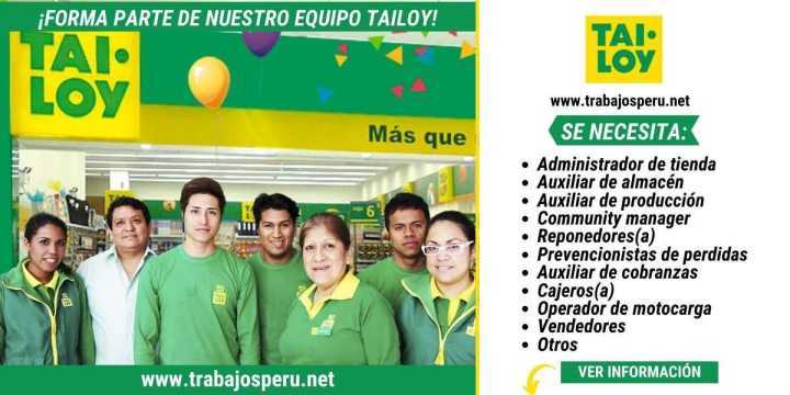 Tiendas TAI LOY: Dispone de "Plazas Laborales" | Postula Ahora